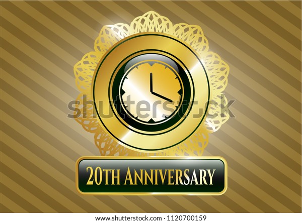 Gold Badge Emblem Clock Time Icon Stock Vector (Royalty Free ...