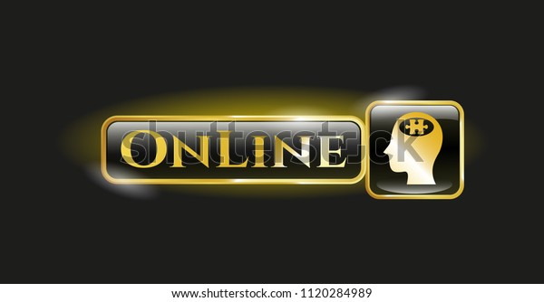 Gold Badge Emblem Head Jigsaw Puzzle Stock Vector (Royalty Free ...