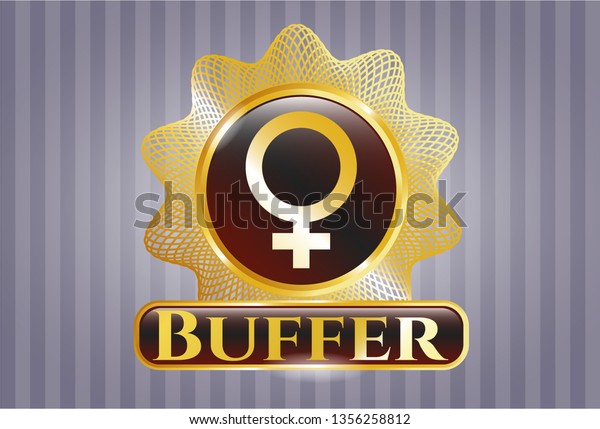 Gold Badge Female Icon Buffer Text Stock Vector (Royalty Free ...