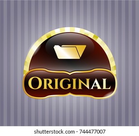 Gold Badge Folder Icon Original Text Stock Vector (Royalty Free ...