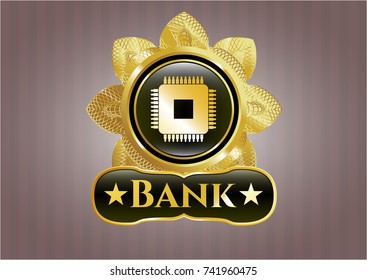 Gold Badge Microchip Microprocessor Icon Bank: เวกเตอร์สต็อก (ปลอดค่า ...