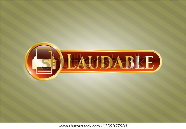 Gold Badge Printer Icon Laudable Text Stock Vector (Royalty Free ...