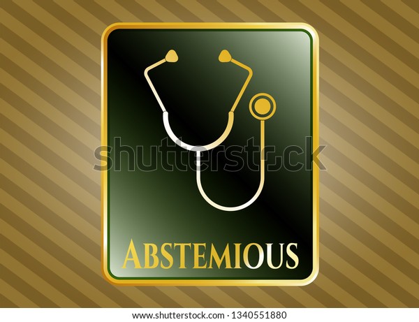 Gold Badge Stethoscope Icon Abstemious Text Stock Vector (Royalty Free ...