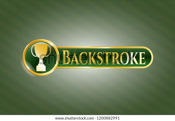 Gold Badge Trophy Icon Backstroke Text Stock Vector (Royalty Free ...