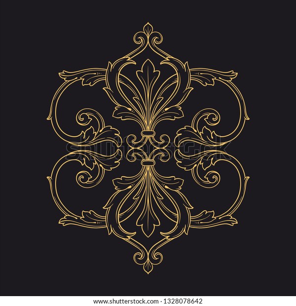 Gold Baroque Ornament Retro Rococo Decoration Stock Vector (Royalty ...