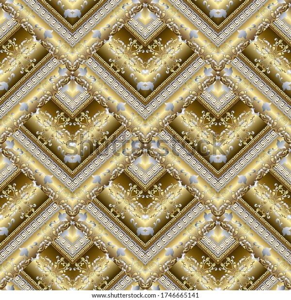 Gold Baroque Vector Tiled Seamless Pattern Stock Vector (Royalty Free ...