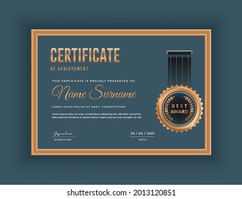 Gold Batch Ribbon Certificate Achievement Design Stock Vector (Royalty ...