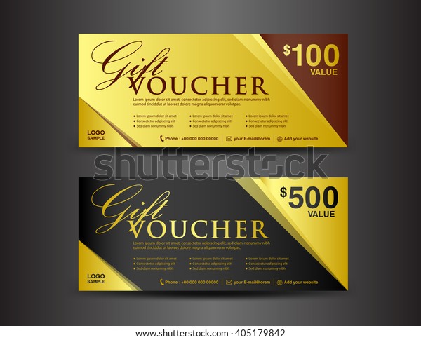 Gold and black Gift Voucher template, coupon design,ticket,vector ...