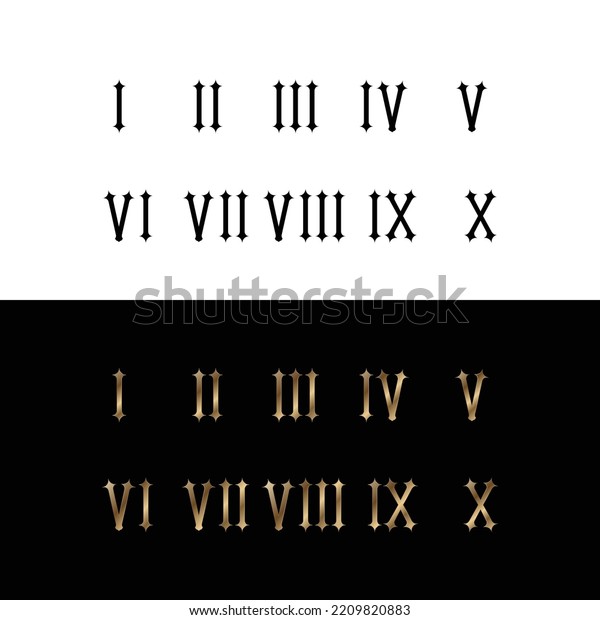 Gold Black Roman Numerals Set Elegant Stock Vector (Royalty Free ...