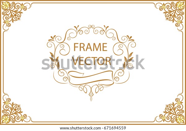 Gold Border Design Frame Photo Template Stock Vector (Royalty Free ...