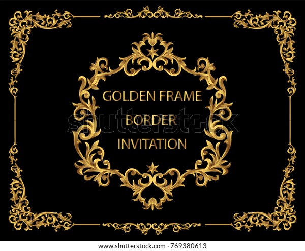 Gold Border Design Frame Photo Template Stock Vector (Royalty Free ...