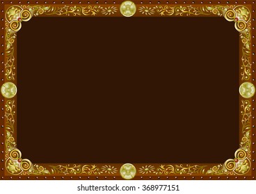 Gold Border Frame Landscape Designs Paintings Stock Vector (Royalty ...