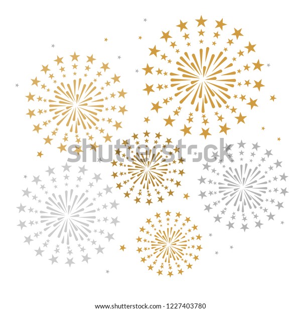 Gold Bright Firework On White Background Stock Vector (Royalty Free ...