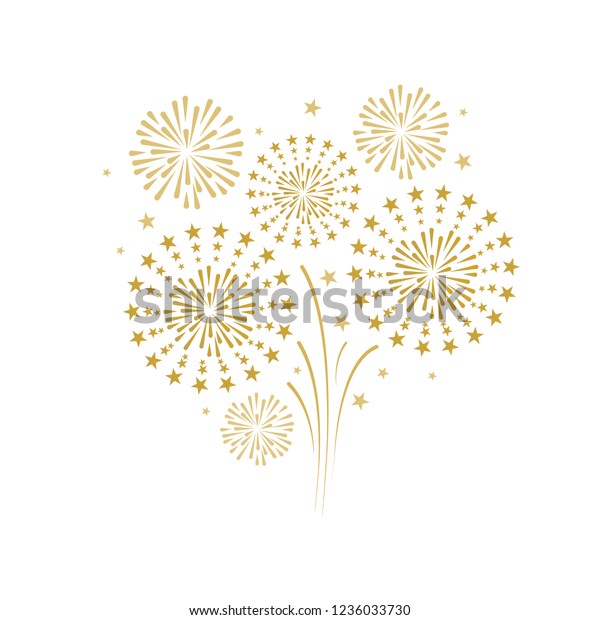 Gold Bright Firework On White Background Stock Vector (Royalty Free ...