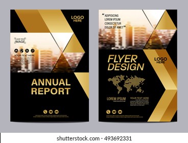 Gold Brochure Layout Design Template Annual Stock Vector (Royalty Free ...