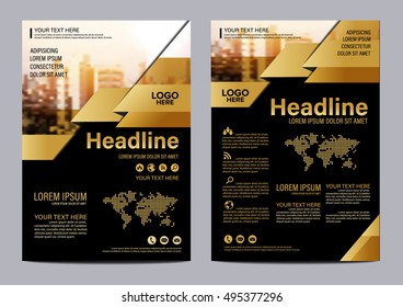 Gold Brochure Layout Design Template Annual: vector de stock (libre de ...