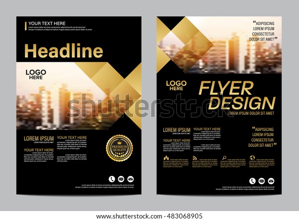 Gold Brochure Layout Design Template Annual Stock Vector (Royalty Free ...