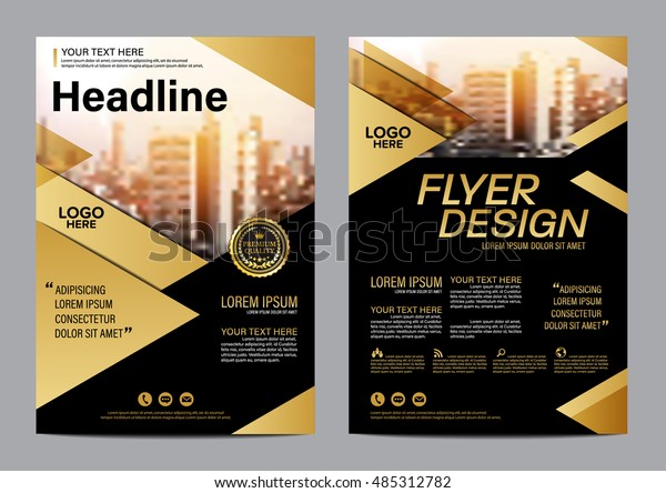 Gold Brochure Layout Design Template Annual Stock Vector (Royalty Free ...