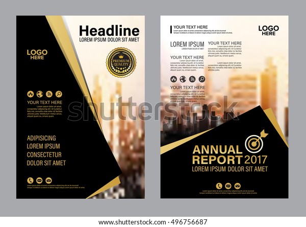 Gold Brochure Layout Design Template Annual Stock Vector (Royalty Free ...