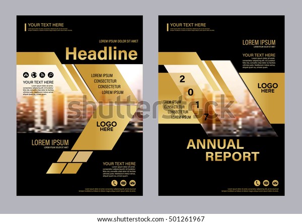 Gold Brochure Layout Design Template Annual Stock Vector (Royalty Free ...