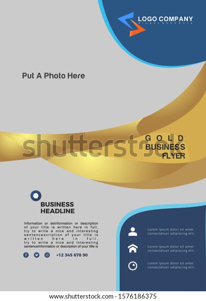 Gold Business Flyer Simple Elegant Attractive Stock Vector (Royalty ...