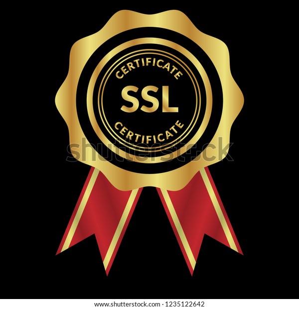 Gold Button Ssl Certificate Emblemgold Ssl Stock Vector (Royalty Free ...