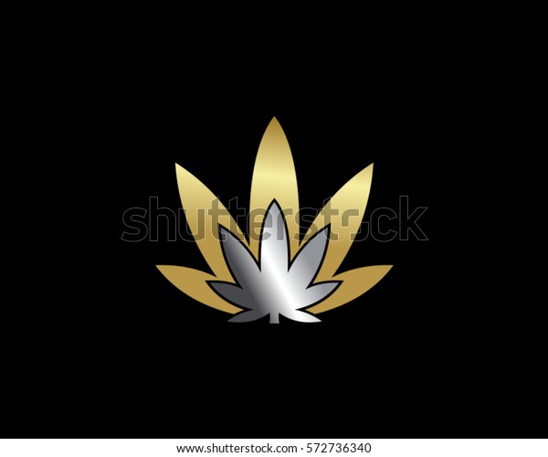 Gold Cannabis Leaf Logo Stock Vector (Royalty Free) 572736340 ...