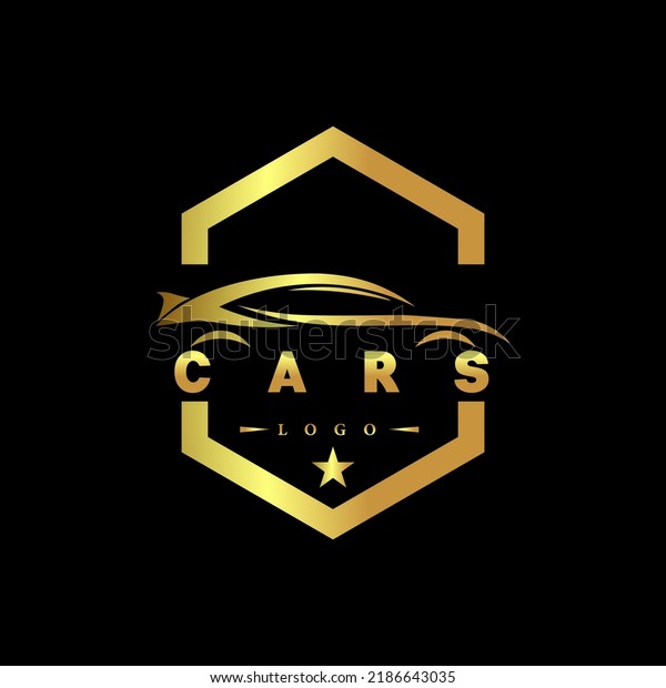 Gold Car Logo Template Black Background Stock Vector (Royalty Free ...