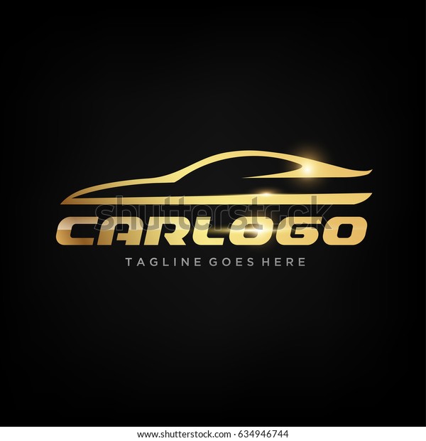 Gold Car Logo Template Black Backround Stock Vector (Royalty Free ...