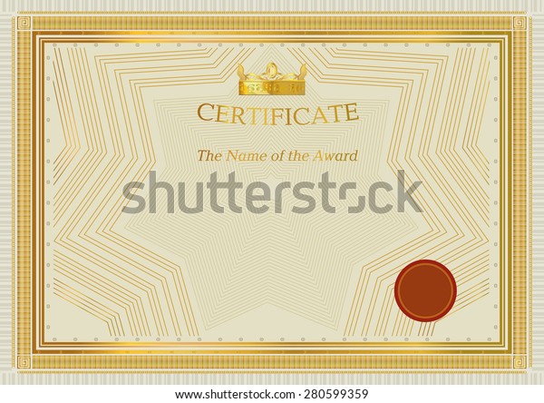 Gold Certificate Official Certificate Template Crown 스톡 벡터(로열티 프리 ...