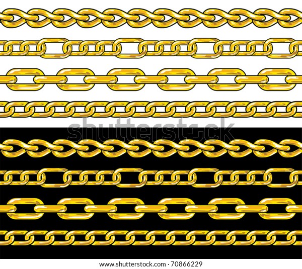 Gold Chain Seamless Borders Vector Set Stock Vector (Royalty Free) 70866229