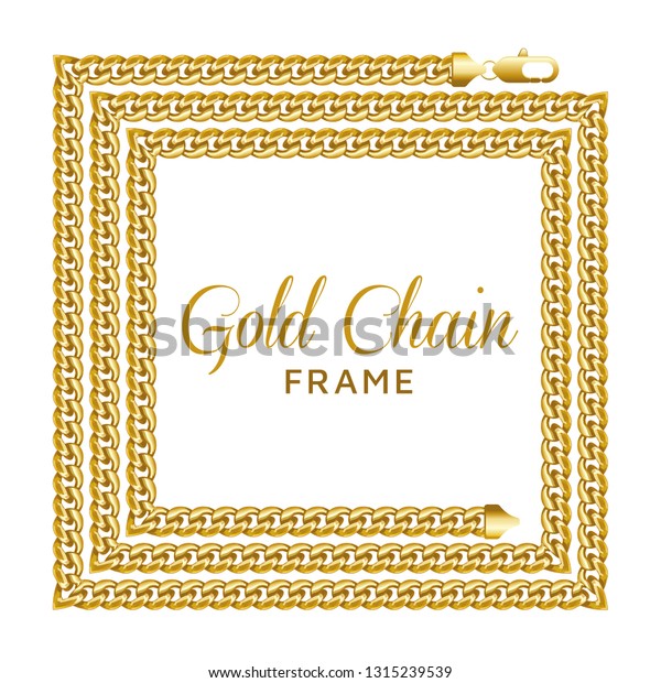Gold Chain Square Border Frame Rectangle Stock Vector (Royalty Free ...