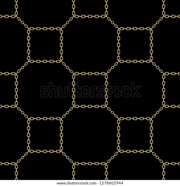 Gold Chain Square On Black Seamless Stock Vector (Royalty Free ...