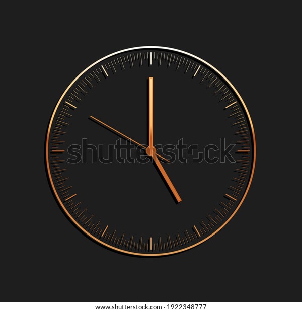 Gold Clock Icon Isolated On Black Stock Vector (Royalty Free ...