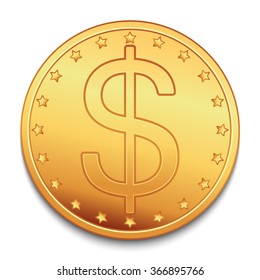 Gold Coin Dollar Sign Vector Illustration Stock Vector (Royalty Free ...