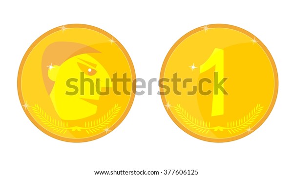 Gold Coin Image Face On One Stock Vector (Royalty Free) 377606125 ...