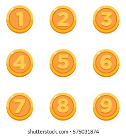 Gold Coin Numbers Collection Vector Flat Stock Vector (Royalty Free ...