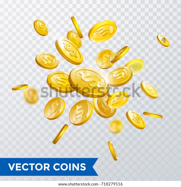 Gold Coin Rain Luck On Transparent: vetor stock (livre de direitos ...