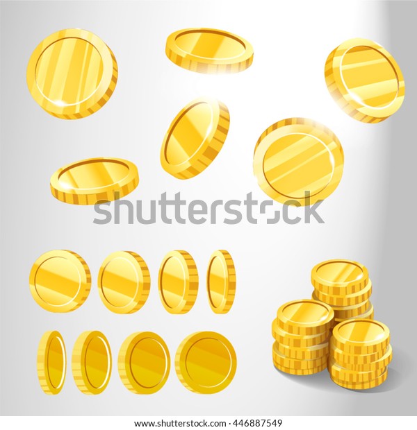 Gold Coins Different Angles Games Patterns Stock Vector (Royalty Free ...