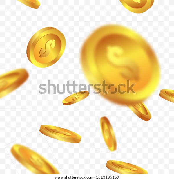 Gold Coins Falling Transparent Backgrounds Realistic Stock Vector ...
