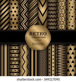 Gold Collection Seamless Patterns Wallpapers Pattern Stock Vector ...