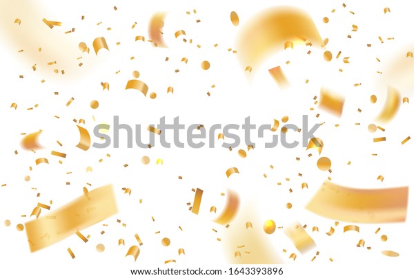 Gold Confetti Background Falling Realistic Golden Stock Vector (Royalty ...