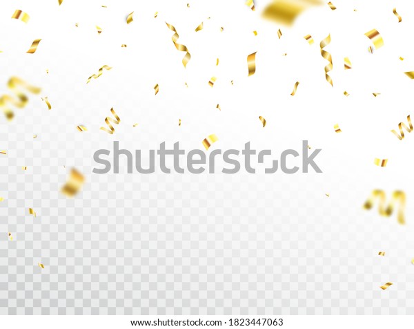 Gold Confetti Frame On Transparent Background Stock Vector (Royalty ...