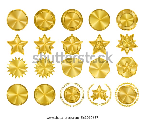 Gold Crest Logo Elements Golden Shields Stock Vector (Royalty Free ...