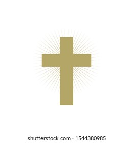 Gold Cross Light Rays Behind Vector Stock Vector (Royalty Free ...