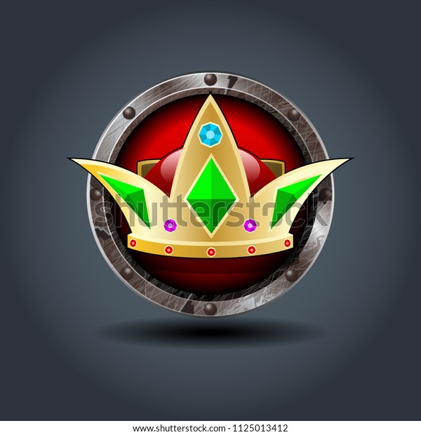 Gold Crown Rusty Iron Rounded Badge Stock Vector (Royalty Free ...