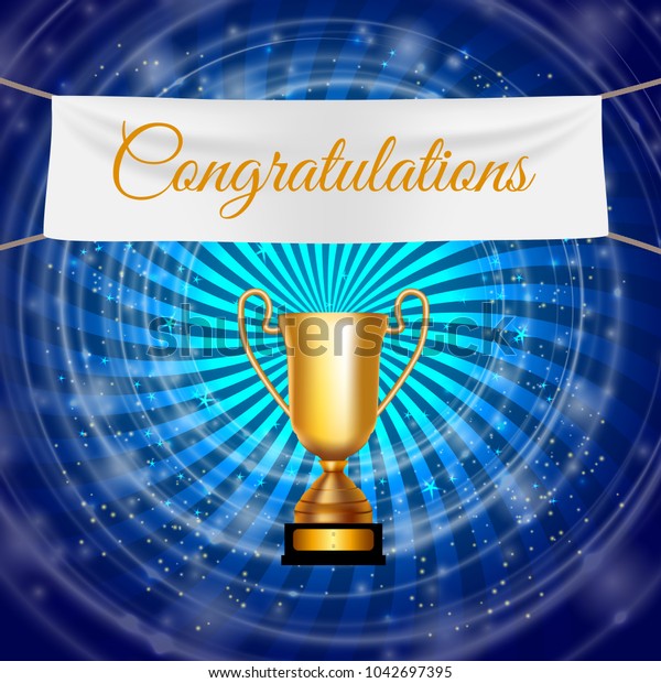 Gold Cup Winner Congratulations Background Vector Stock Vector (Royalty ...