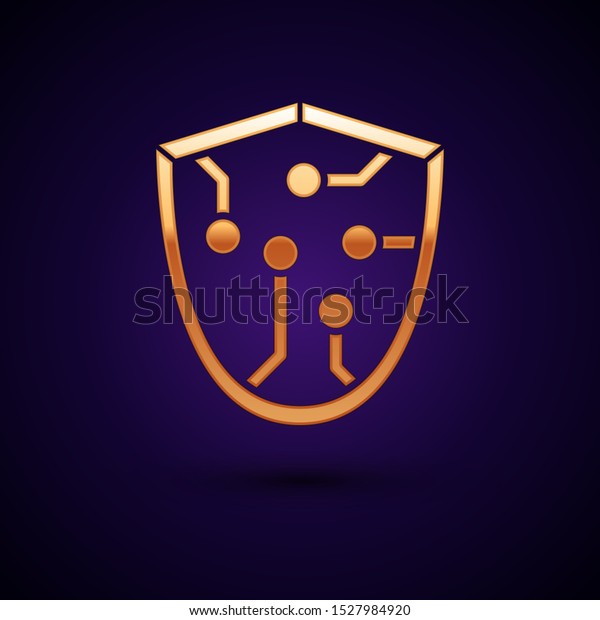 Gold Cyber Security Icon Isolated On Stock Vector (Royalty Free ...