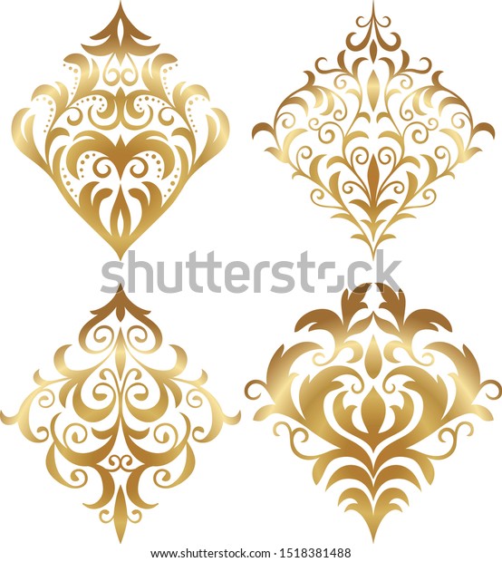 Gold Damask Clipart Vector Image Stock Vector (Royalty Free) 1518381488 ...
