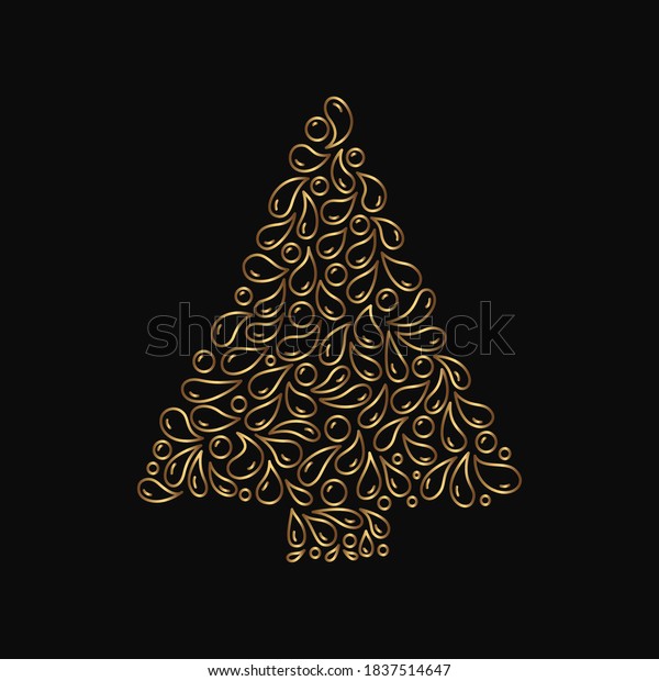 Gold Decorative Christmas Tree Vector Spruce Stock Vector (Royalty Free ...